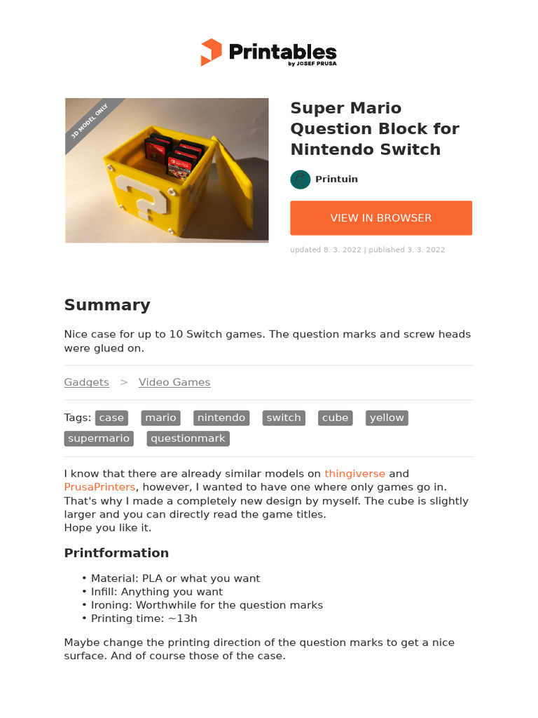 144864 Super Mario Question Block for Nintendo Switch 55141a85 142d ...