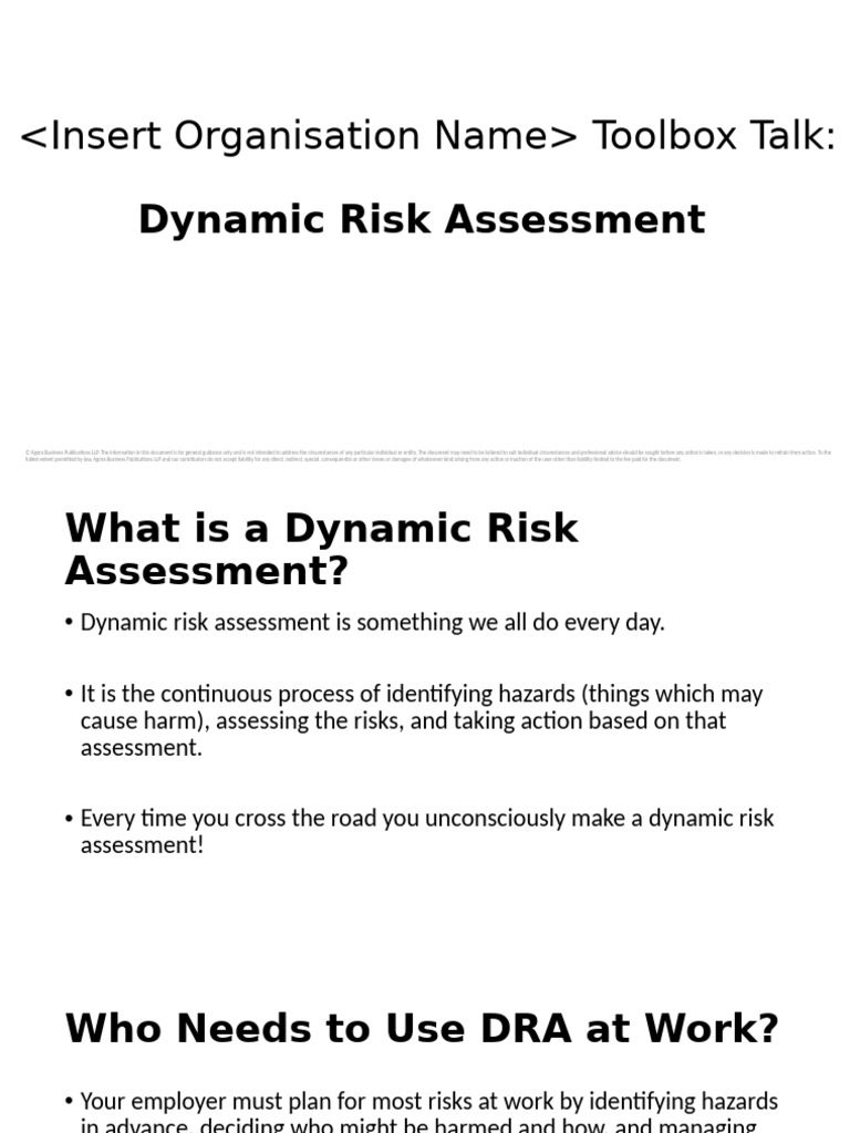 Dynamic Risk Assessment Toolbox Talk | PDF | Risk | Risk Assessment
