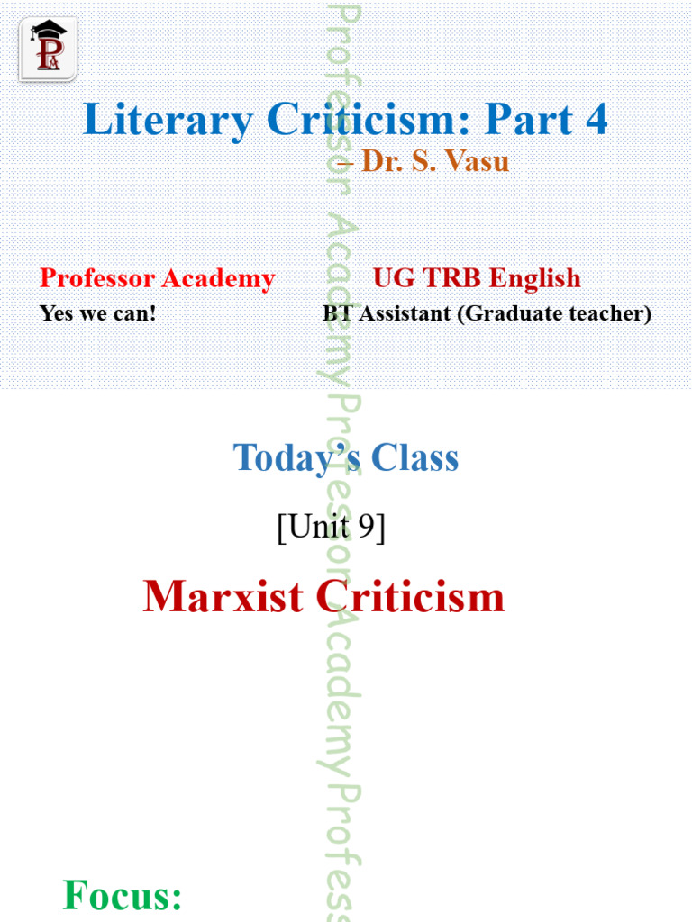 Marxist Criticism | PDF | Marxism | Economic Ideologies