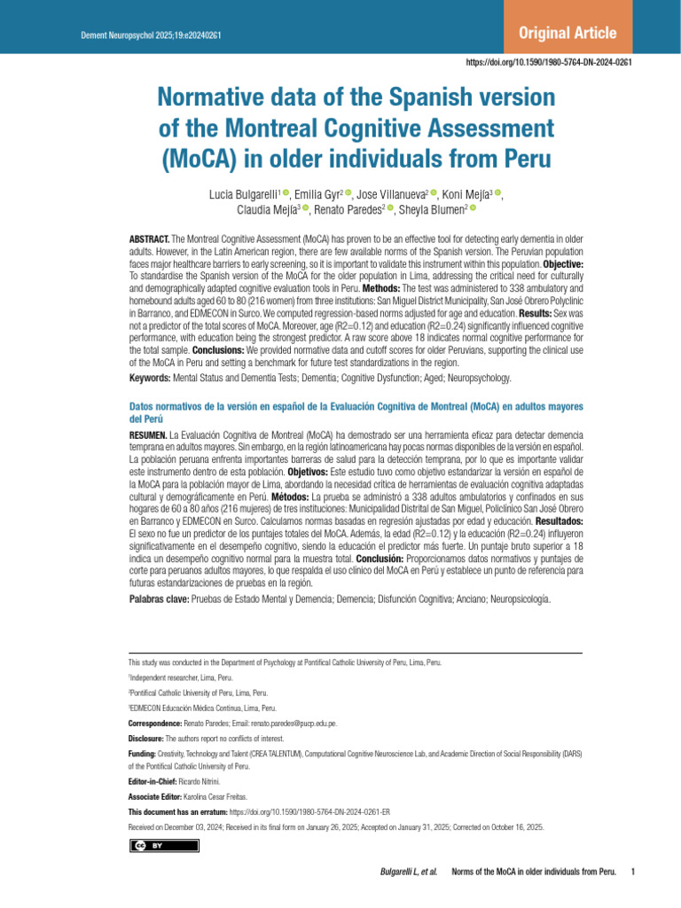 Normative data of the Spanish version | PDF | Dementia | Sensitivity ...