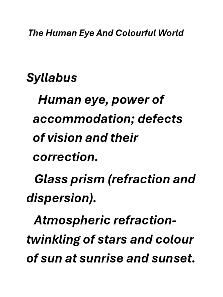 Human Eye: Structure and Vision Defects | PDF | Eye | Sunset