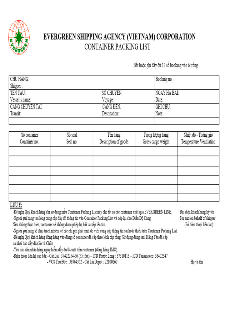 Evergreen Packing List | PDF