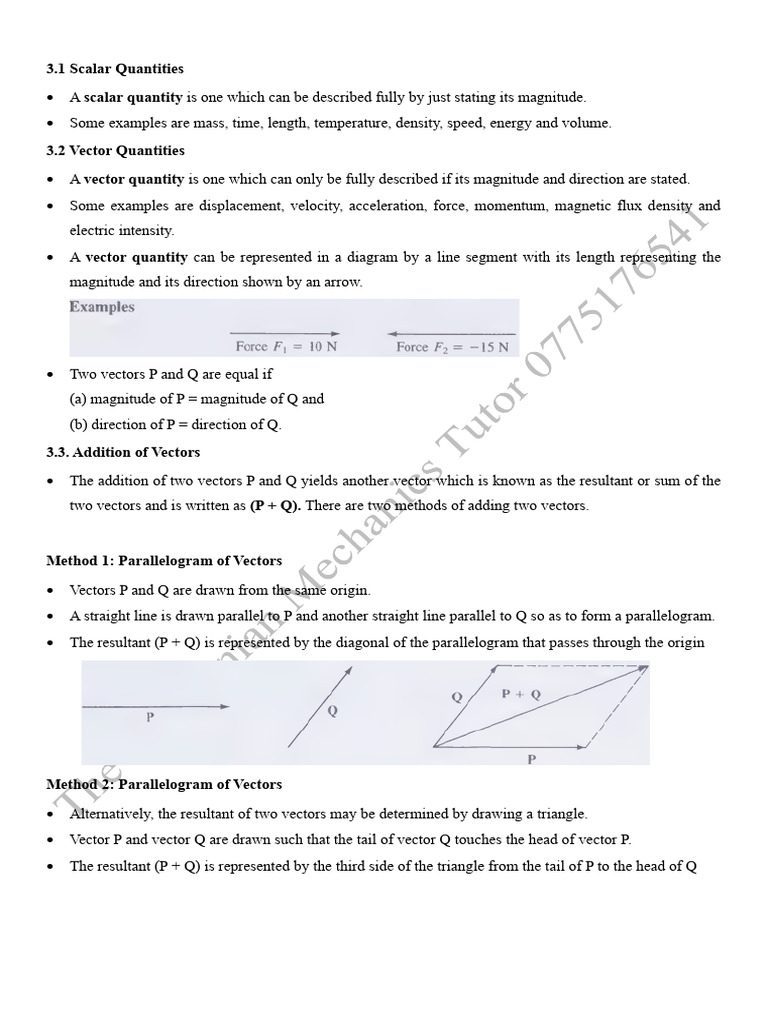 Topic 3 Scalars and Vectors | PDF | Euclidean Vector | Force