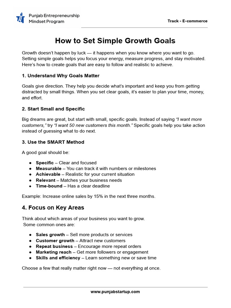 How to Set Simple Growth Goals (1) | PDF | Goal