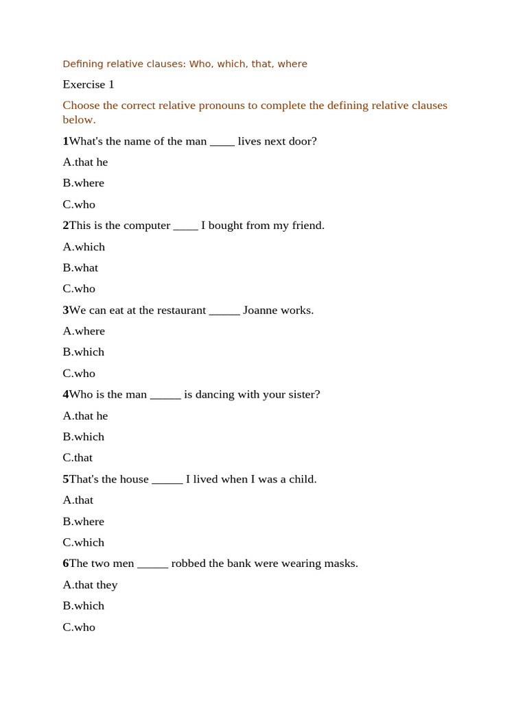 Defining Relative Clauses | PDF