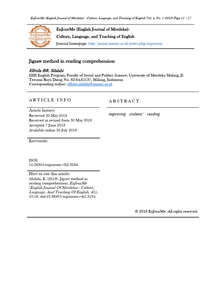 3184-Article Text-11197-10267-10-20200127 | PDF | Reading Comprehension | Hypothesis