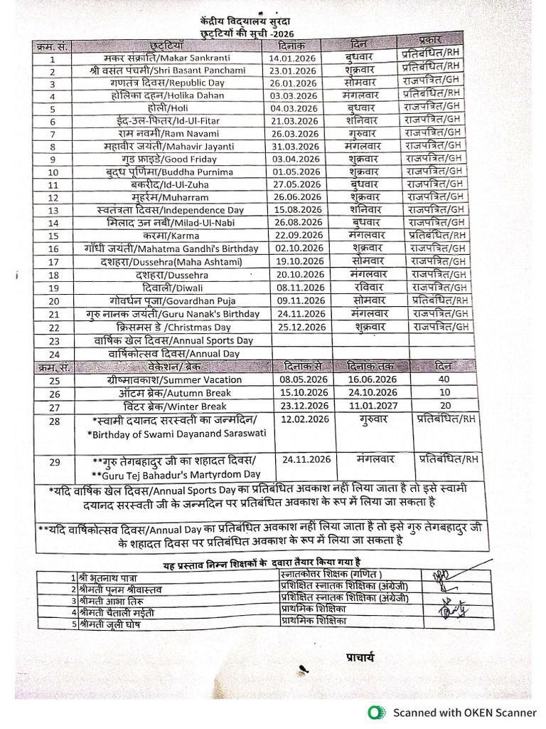 Holiday List 2026 | PDF