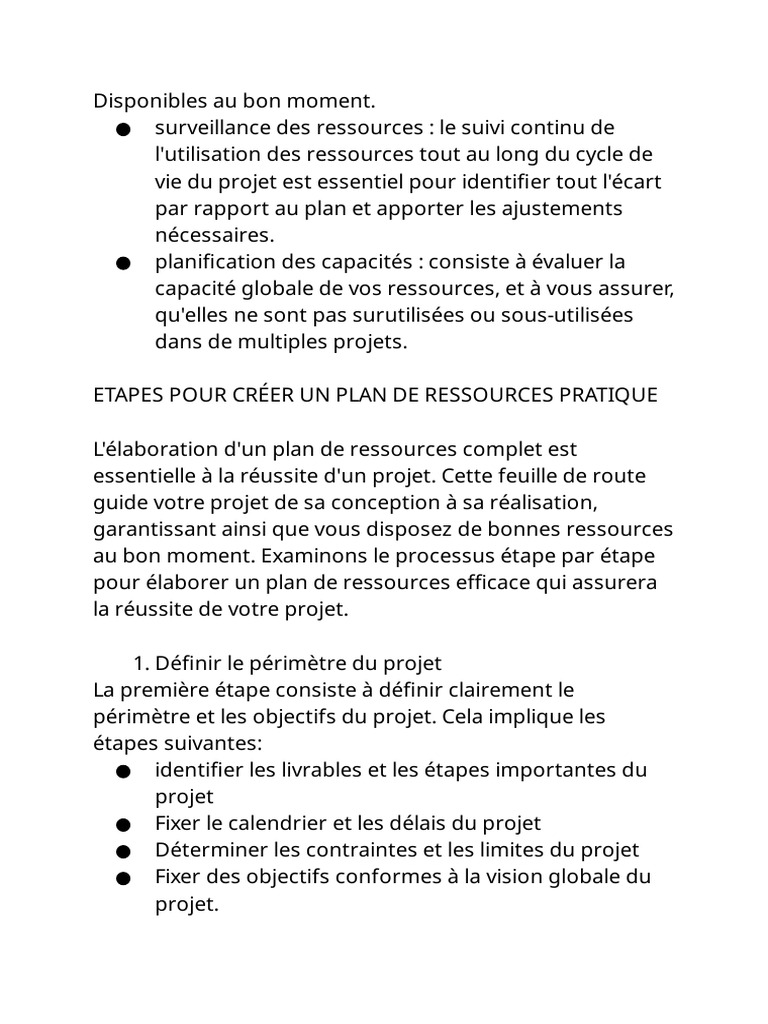 Planification efficace des ressources projet | PDF