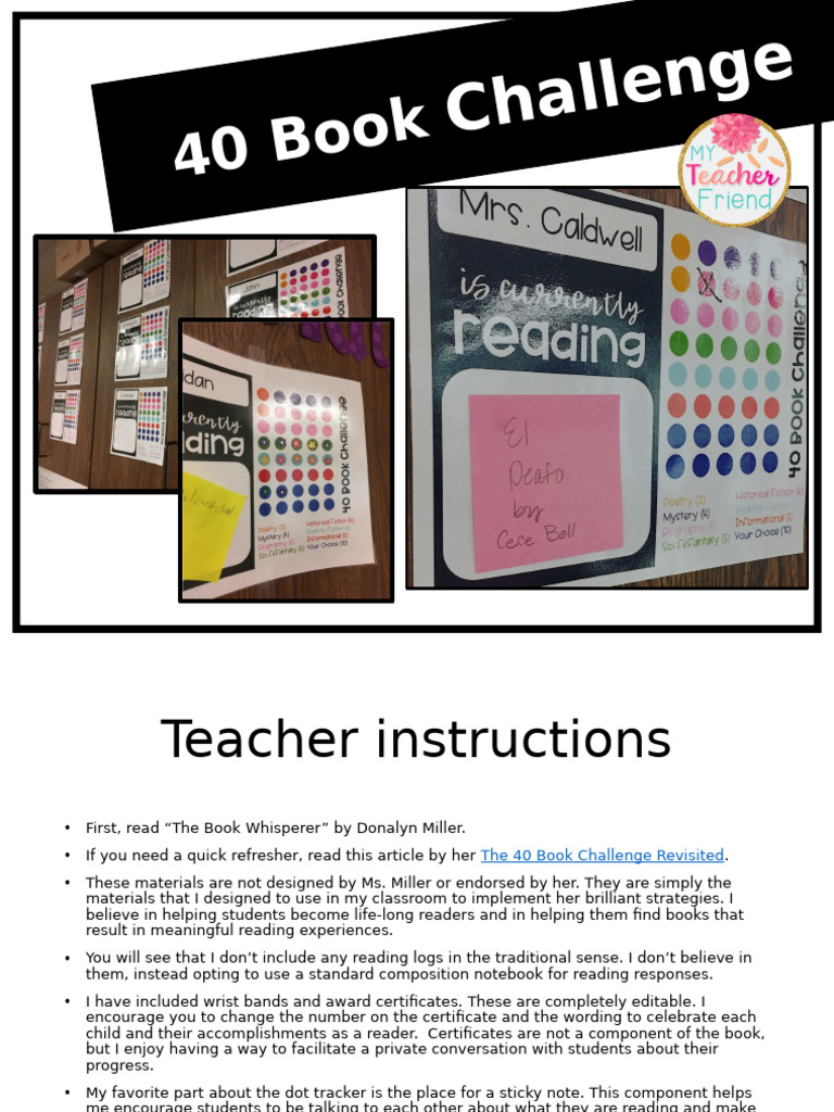 40BookChallengeDotTrackerMaterials-1 | PDF | Books | Literary Theory