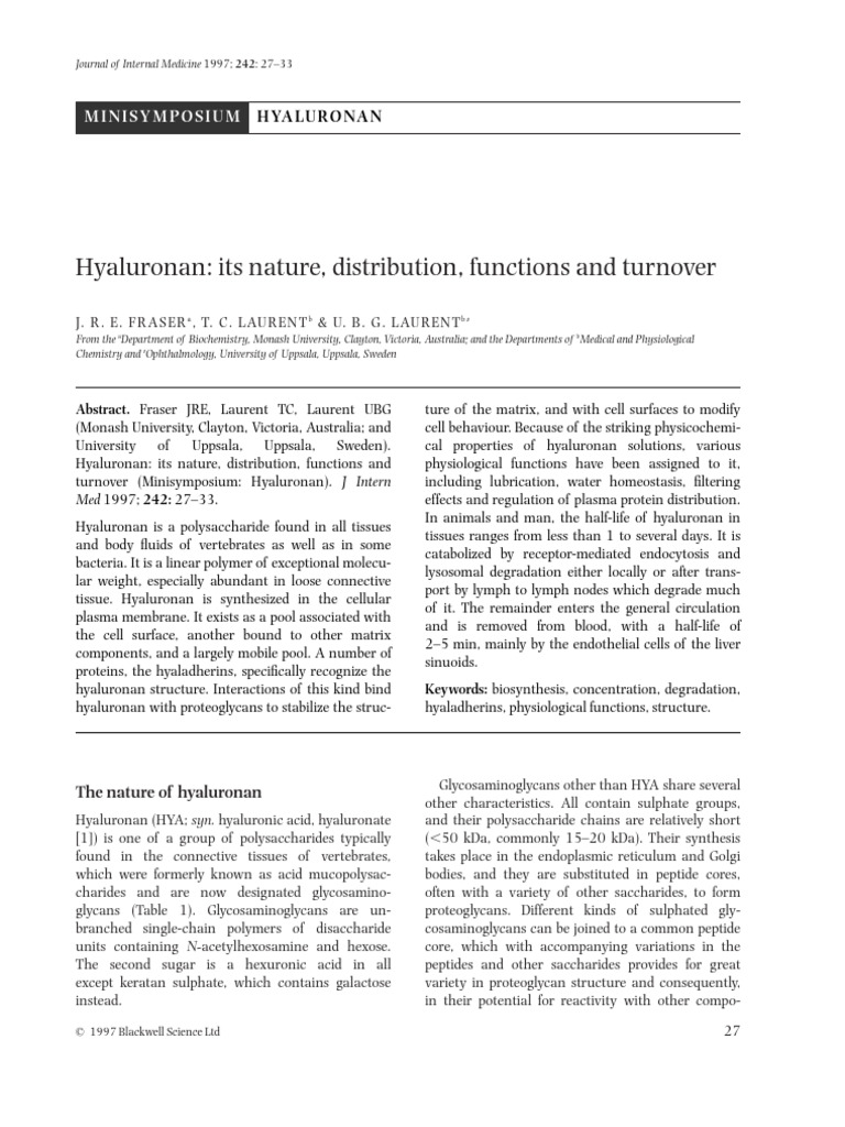 Journal of Internal Medicine - 2003 - Fraser - Hyaluronan Its Nature ...
