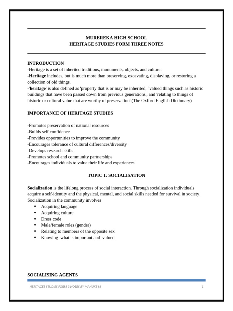 Form 3 Heritage Notes(1) (1) | PDF | Will And Testament | Intestacy