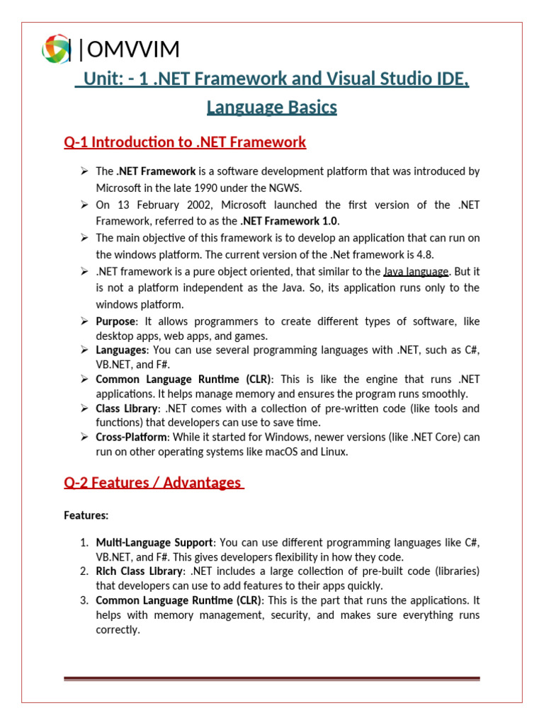 Unit1 | PDF | C Sharp (Programming Language) | Computer Programming