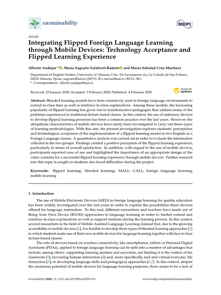 Integrating Flipped Foreign Language Learning through Mobile Devices | PDF | Learning | Statistics