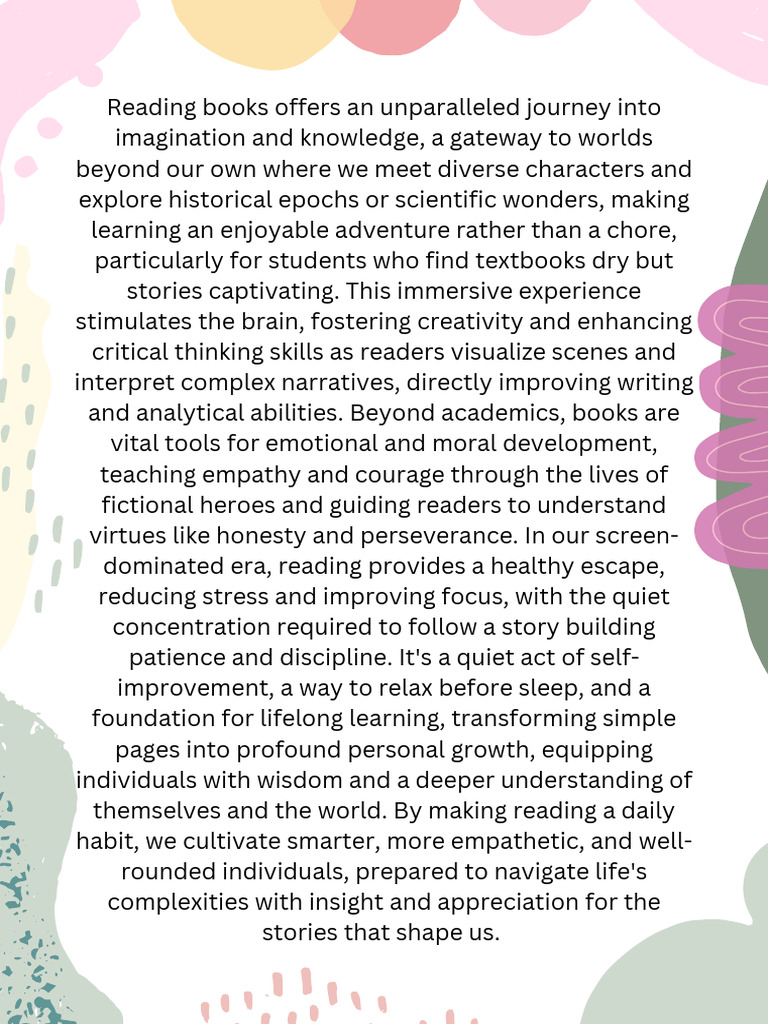 Benefits of Reading for Personal Growth | PDF
