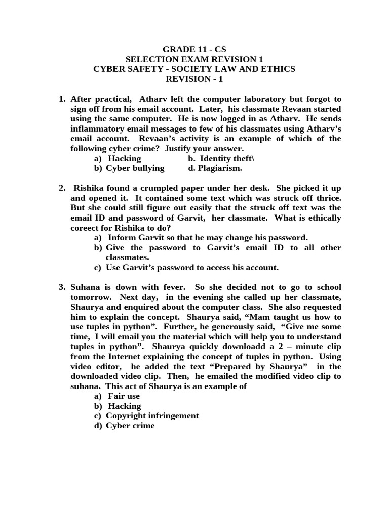 Grade 11 Cyber Safety Exam Revision | PDF | Cybercrime | Http Cookie