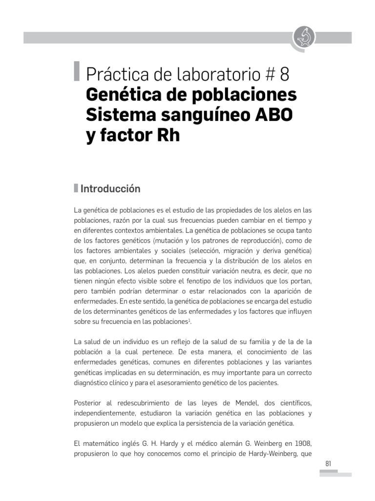 Practica 8 Genética poblaciones | PDF | Alelo | Tipo de sangre