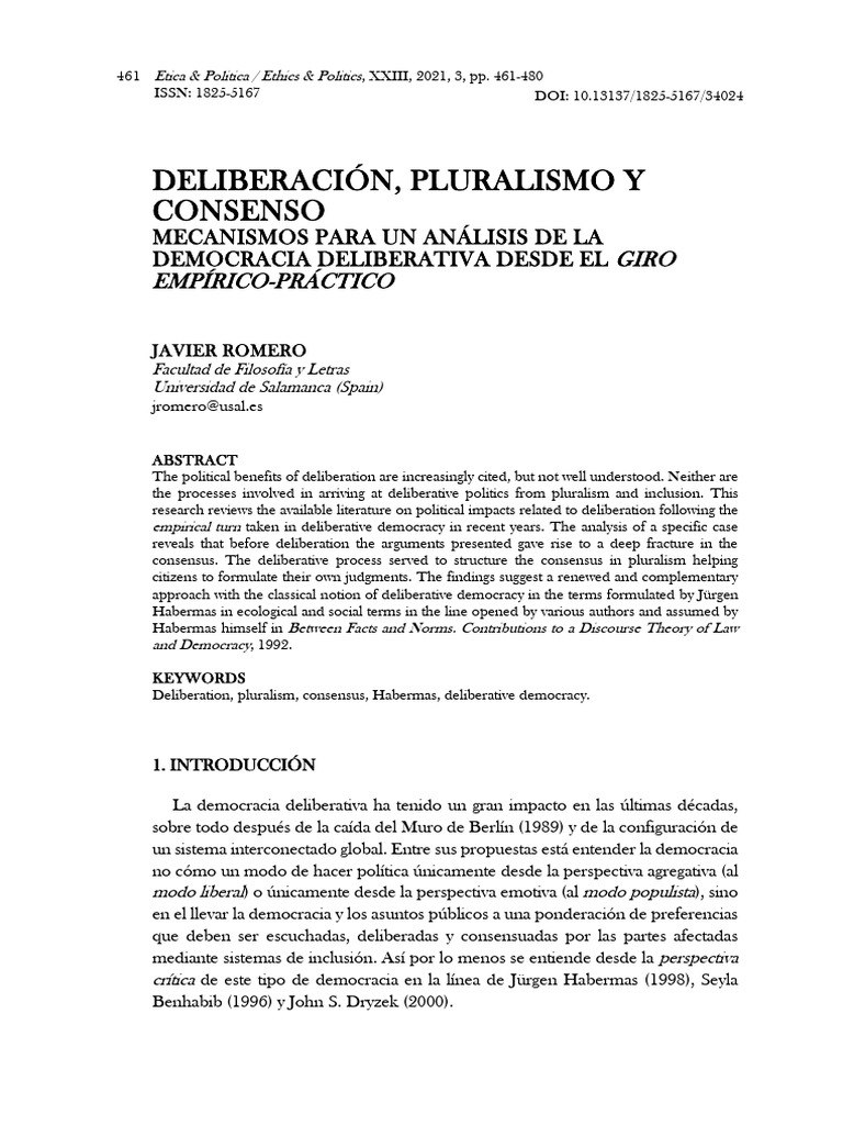 Romero Pluralismo | PDF | Jürgen Habermas | Distancia
