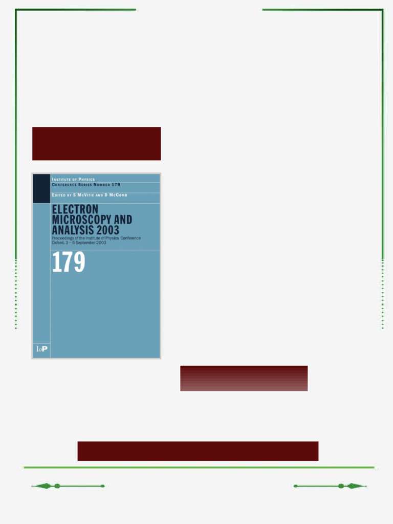 Electron Microscopy and Analysis 2003 Proceedings of the Institute of ...