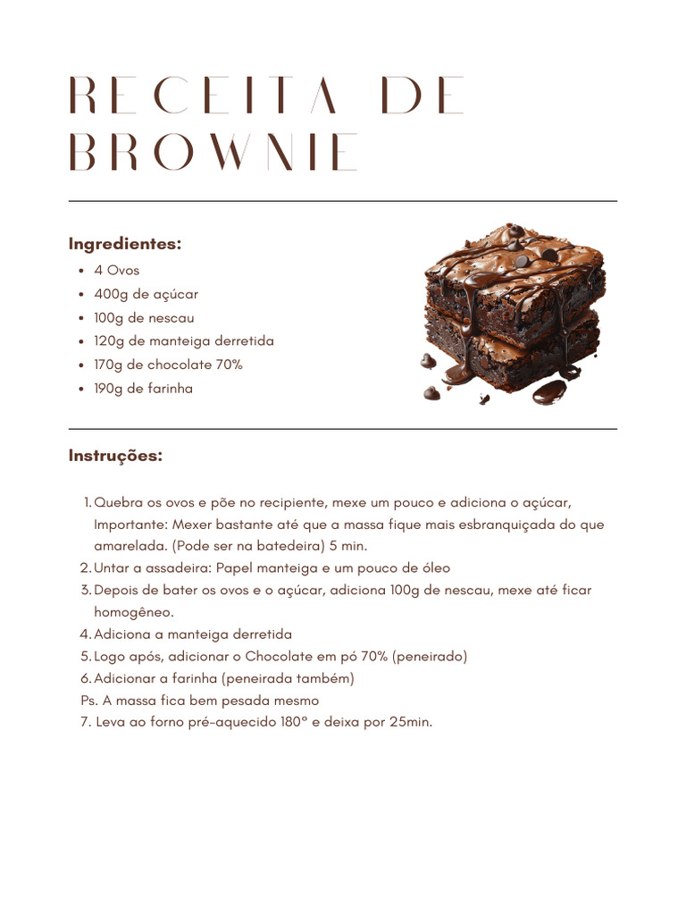 Receita Fácil de Brownie Delicioso | PDF