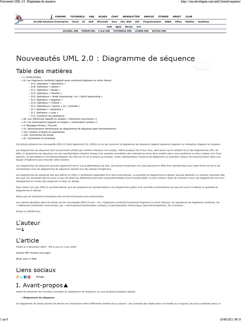 Nouveautés UML 2.0 en Diagrammes de Séquence | PDF | Langage de ...