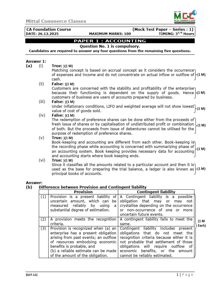 Accounting Answer 26.12.2025 GCF-11 (2) | PDF | Expense | Debits And ...