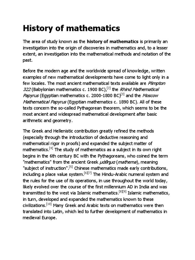 History of Mathematics | PDF | Teaching Mathematics | Science