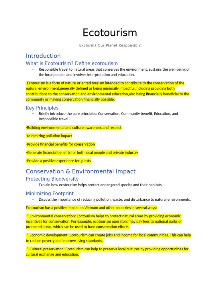 Ecotourism | PDF | Conservation Biology | Sustainability