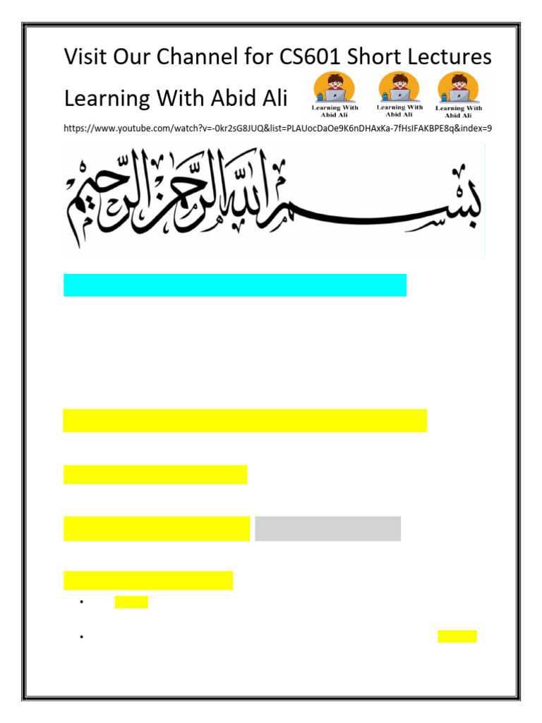 Data Communication CS601 Lecture No 22 Topic 124 to 128 by Abid Ali ...