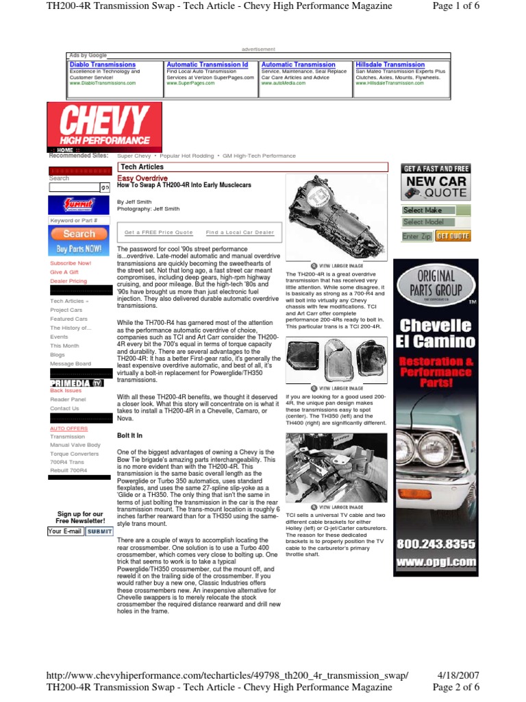 th200 4r T | PDF | Automatic Transmission | Transmission (Mechanics)