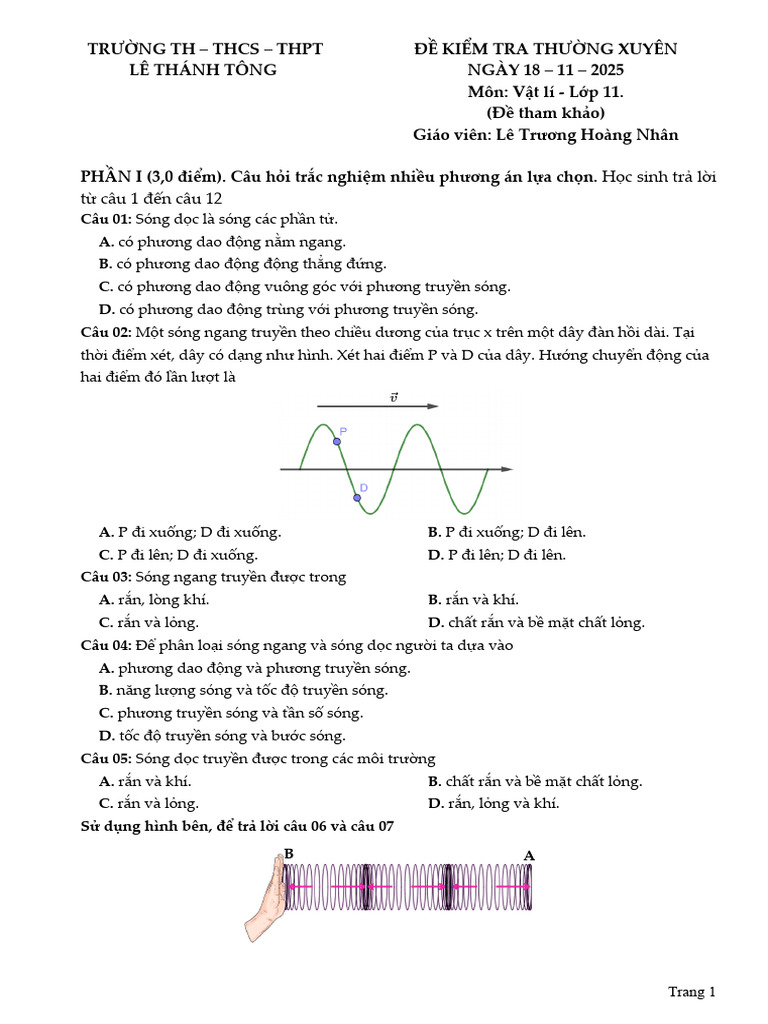 Đề Tham Khảo lớp 11 (18.11.2025) | PDF