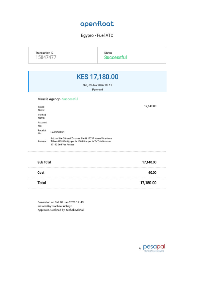 Successful Fuel Transaction Receipt | PDF