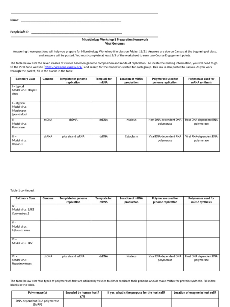 Microbiology Workshop 8 Prep Homework | PDF | Virus | Reverse Transcriptase