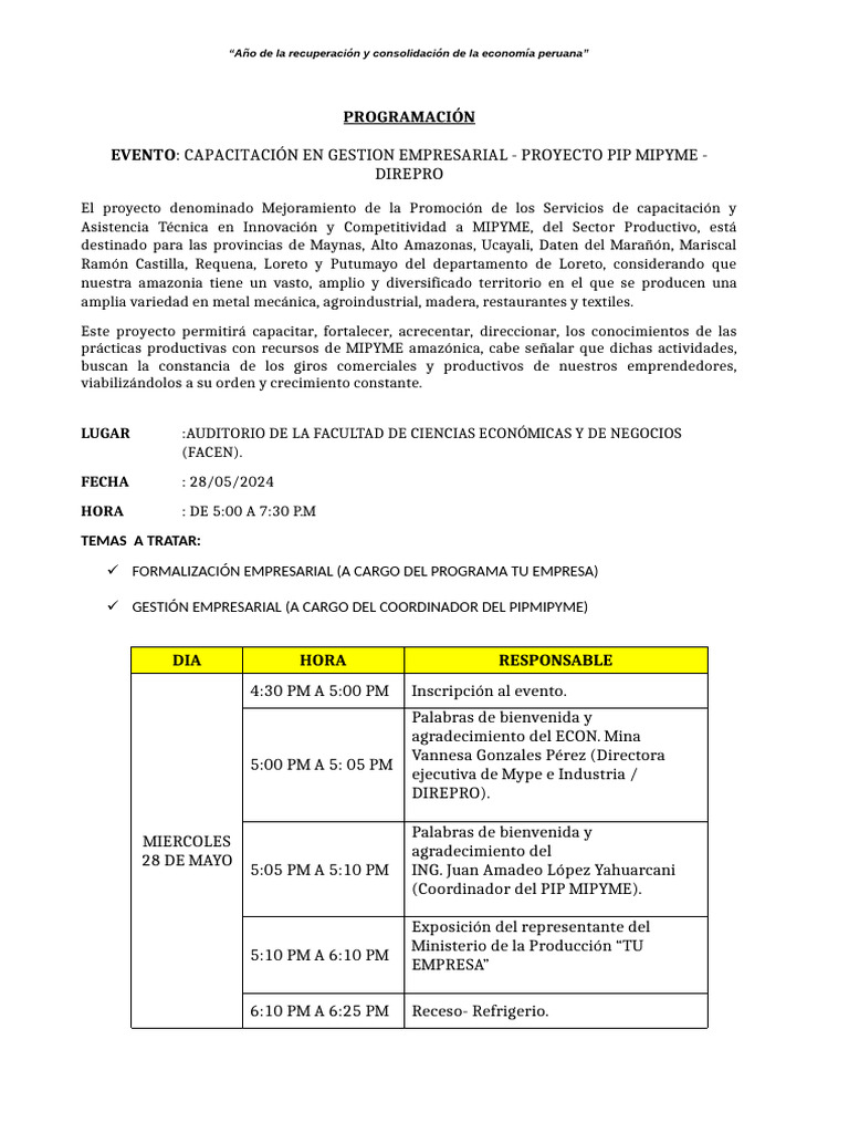 Programacion_capacitacion en Gestion Empresarial | PDF | Negocios ...