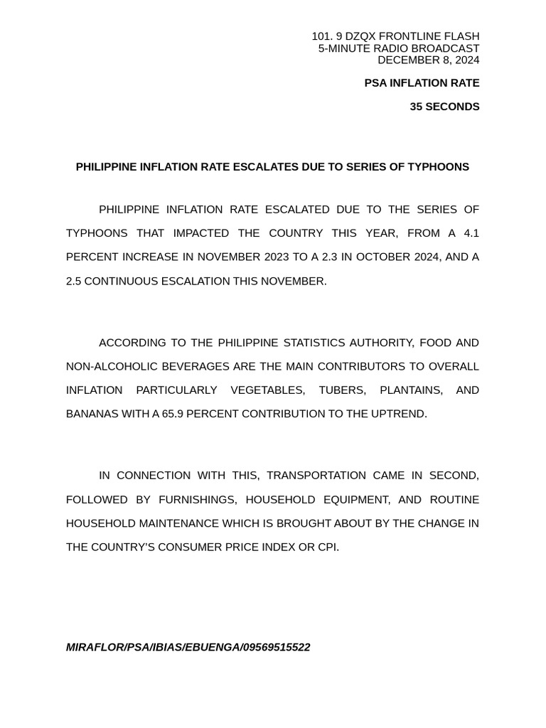 Reporter 4 - Philippine Inflation Rate Escalates Due to Series of ...