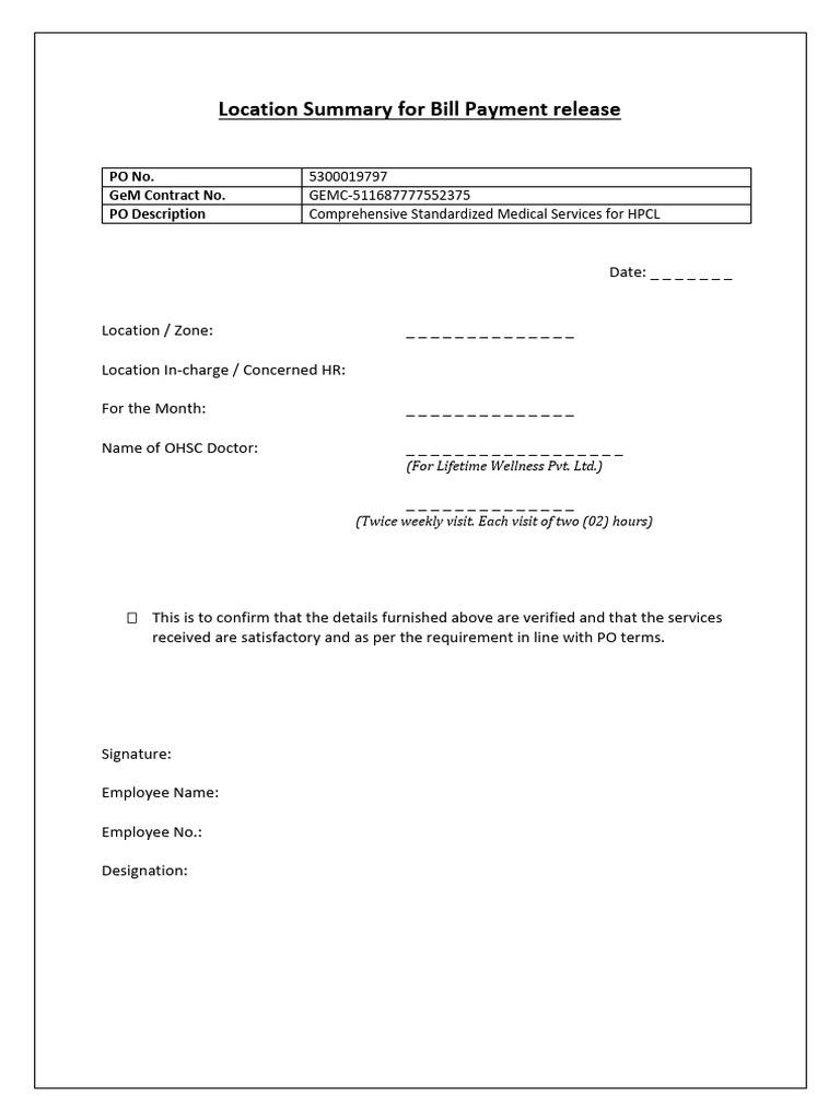 Bill Payment Location Summary Document | PDF