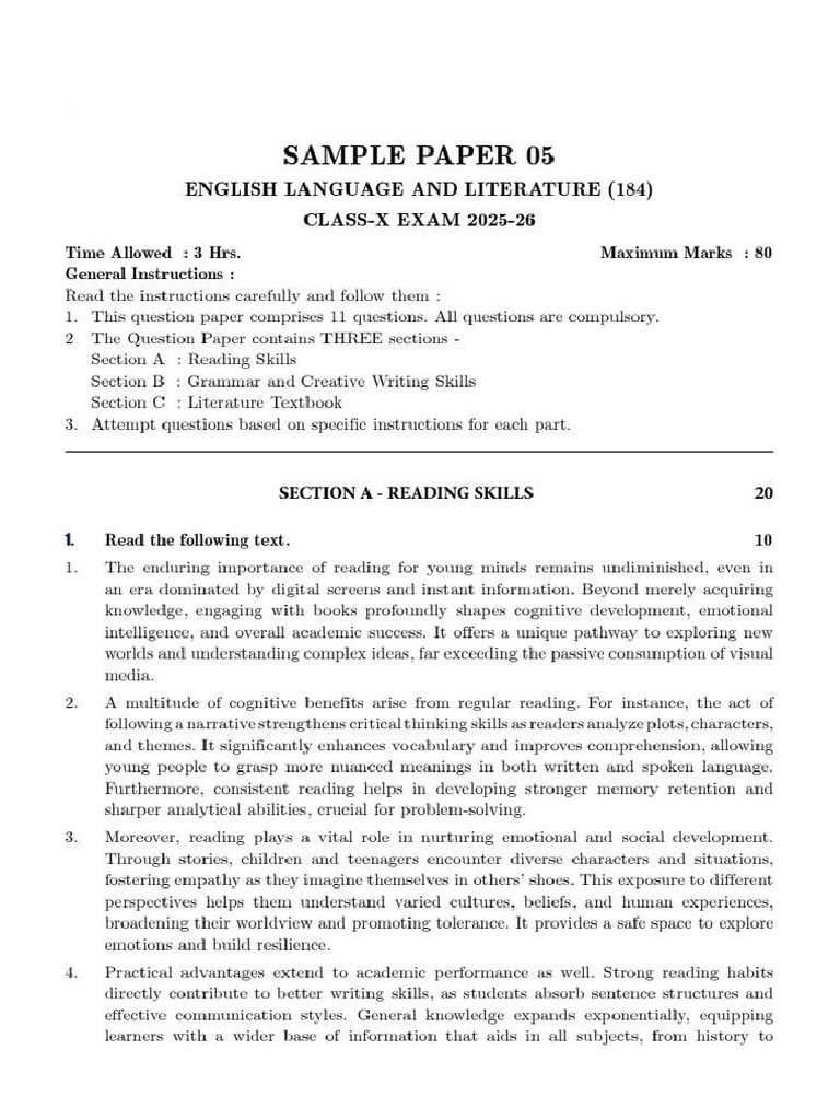 Sample Paper - 3 | PDF