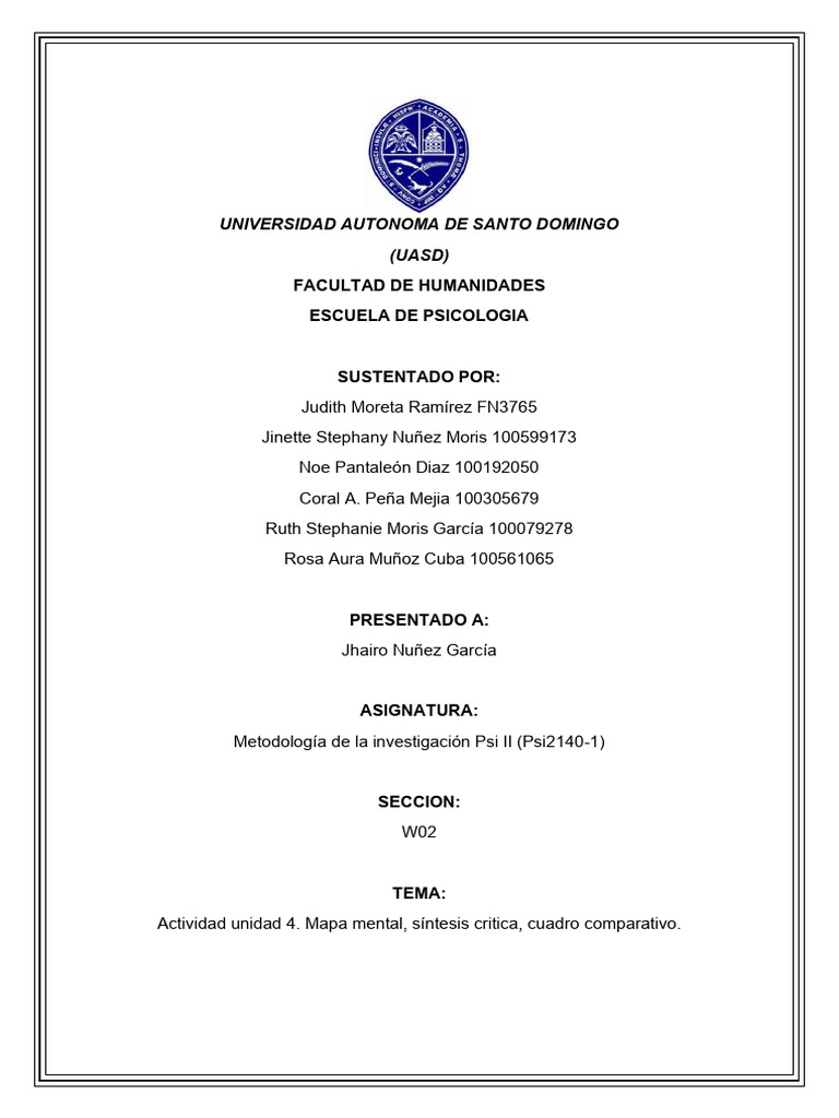 Actv UNI 4 Grupo 7 | PDF | Estadísticas | Validez (Estadísticas)