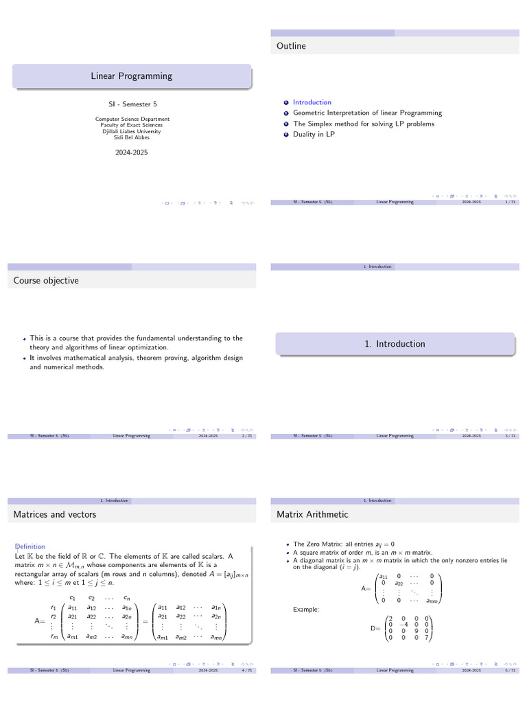 Linear Programming | PDF | Matrix (Mathematics) | Numerical Analysis