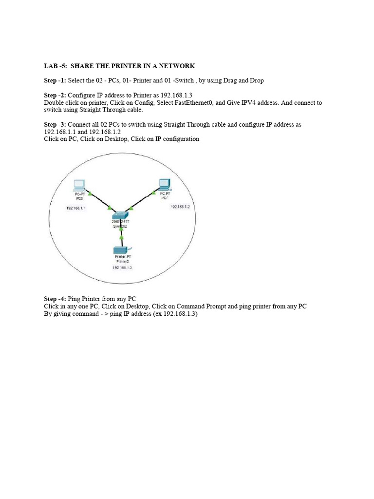 Network Printer Sharing Setup Guide | PDF