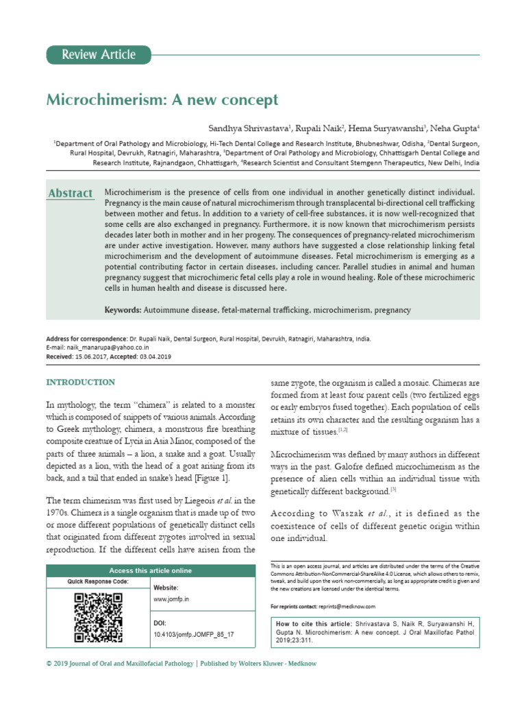 [12] Microchimerism a New Concept | PDF | Medicine | Immune System