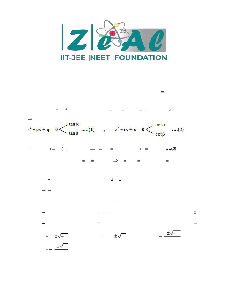 Quadratic Equations PS 2 to 3 Answers-Sol | PDF | Chess Theory | Chess