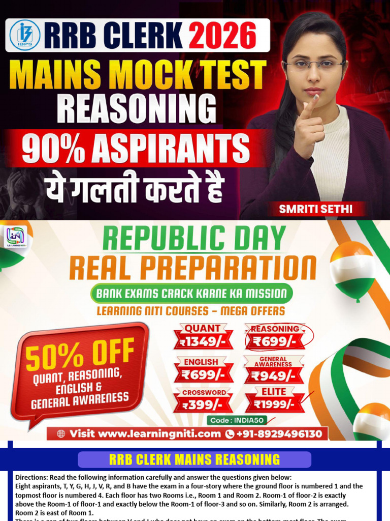 RRB CLERK 2026 MAINS MOCK TEST by Smriti Sethi | PDF