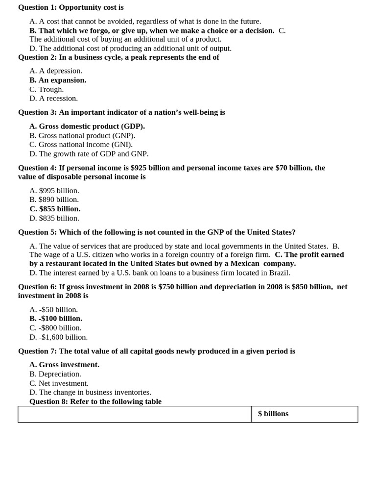 Key Economic Concepts and Questions | PDF | Gross Domestic Product ...
