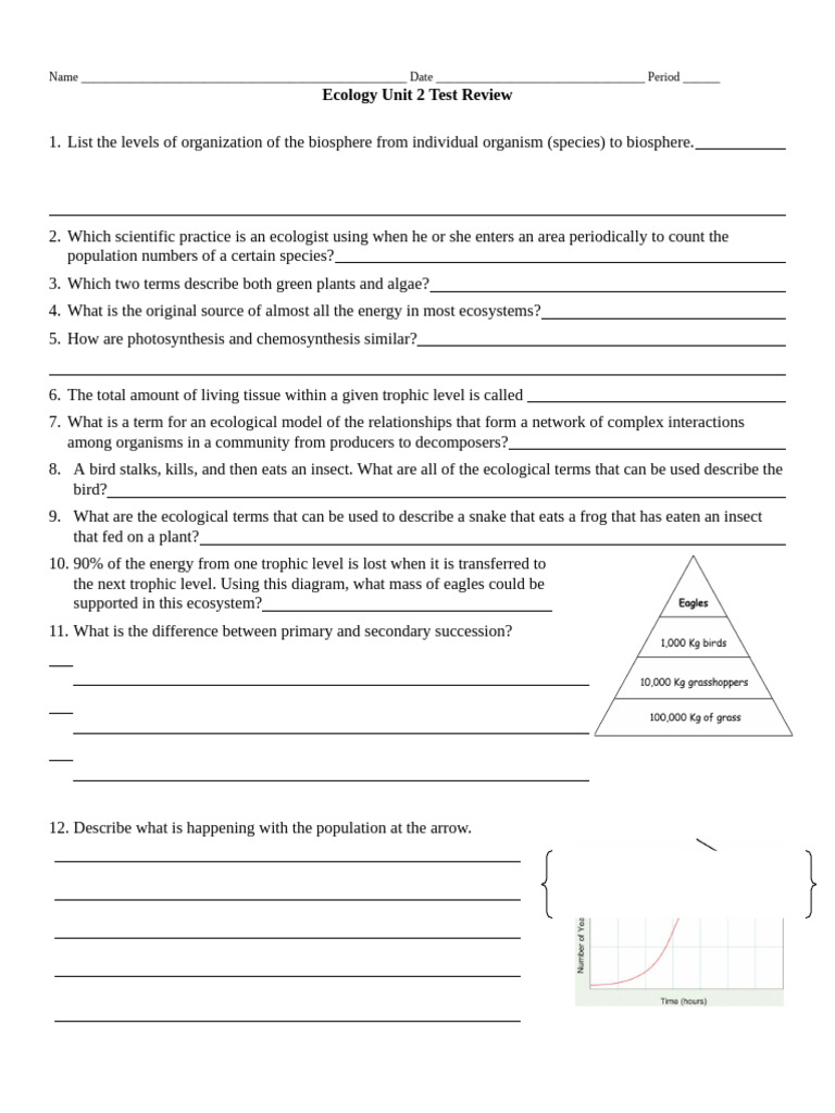 Ecology Unit 2 Test Review Guide | PDF