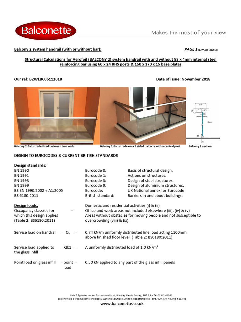 b2wlbc06112018 Aerofoil (Balcony 2) Using 60x24mm Rhs Posts With 170 x ...