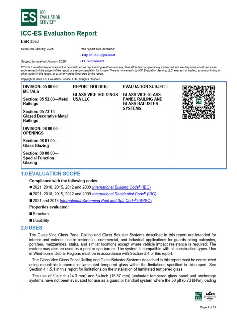 Glass Vice Railing Systems Evaluation Report | PDF | Screw