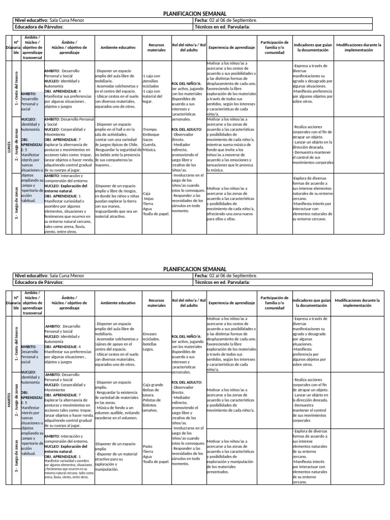 02 Al 06 de Septiembre | PDF | Educación de la primera infancia | Aprendizaje