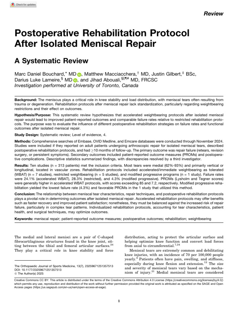 Bouchard Et Al 2025 Postoperative Rehabilitation Protocol After ...