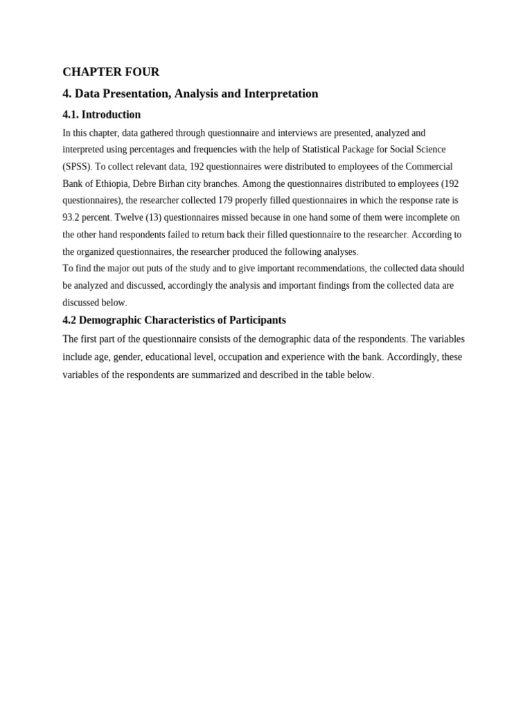 CHAPTER FOUR- | PDF | Questionnaire | Online Banking