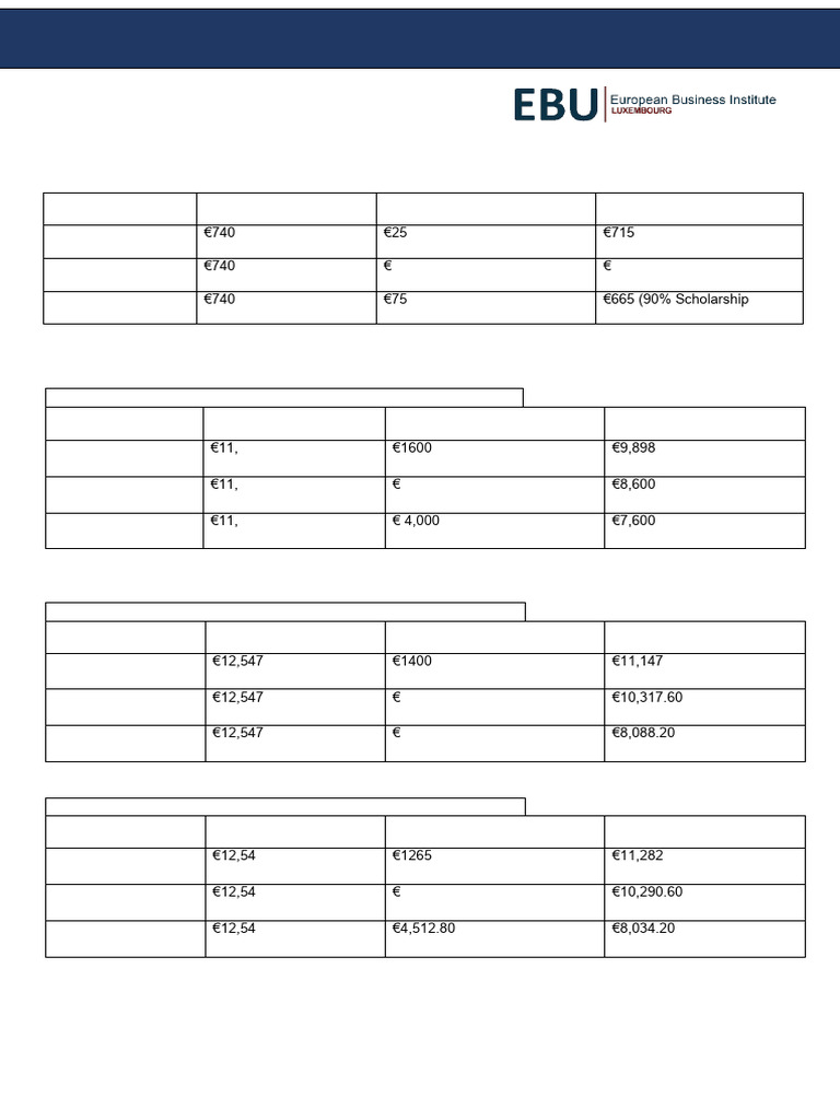 EBU Fee Structure | PDF | Academic Degree | Qualifications